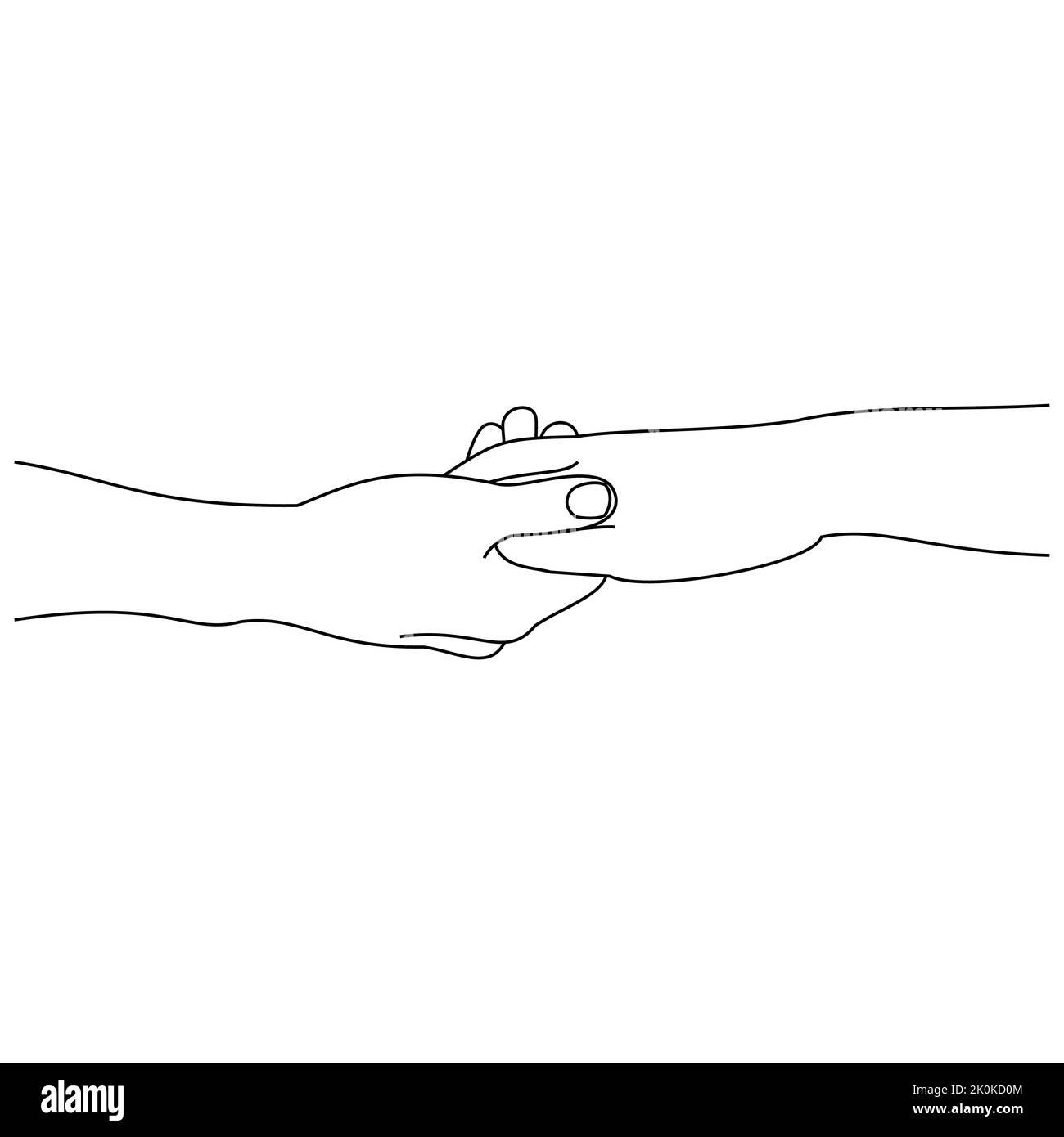 A coloring of two hands holding each other hardly in the white ...