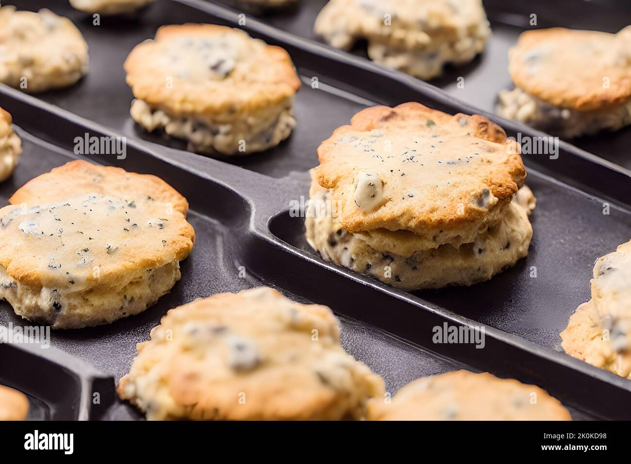 A closeup shot of delicious homemade cookie oatmeal clusters on a gray ...