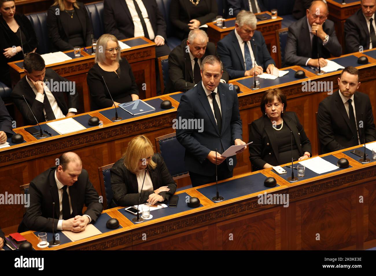 Paul Givan giving a tribute in the Northern Ireland Assembly Chamber at ...