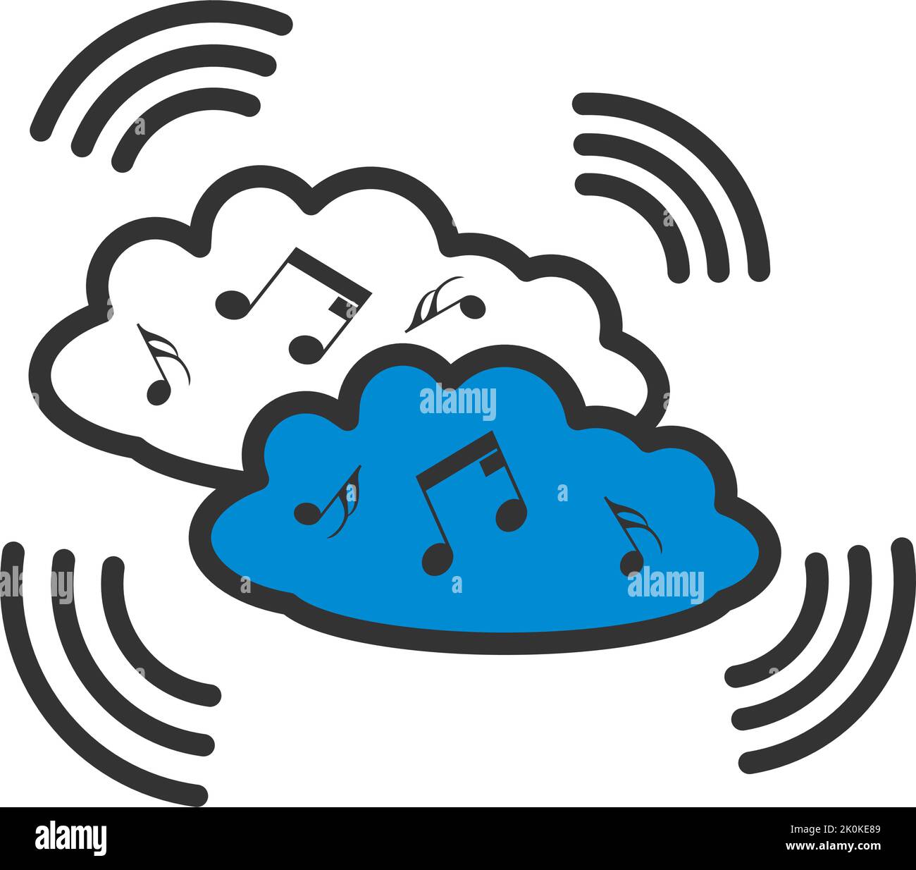 Music Cloud Icon. Editable Bold Outline With Color Fill Design. Vector ...