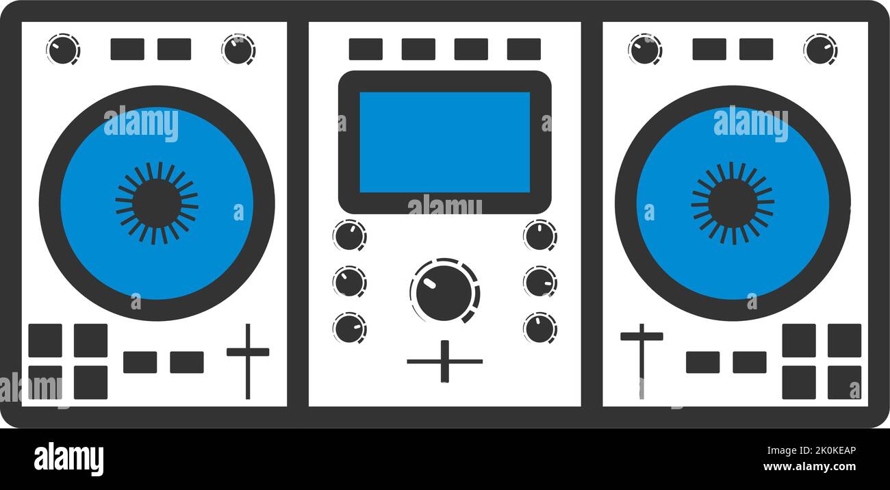 DJ Icon. Editable Bold Outline With Color Fill Design. Vector ...