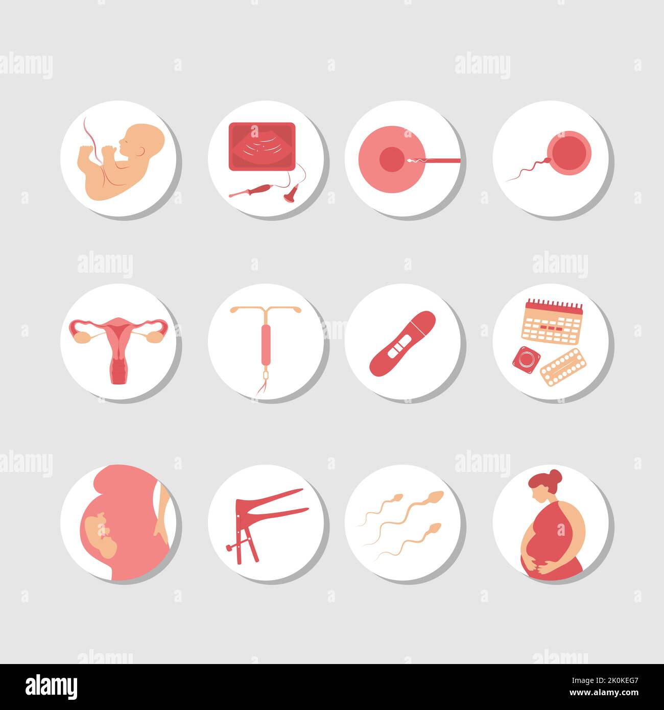 Motherhood set. Woman fertility icon set. Obstetrics signs collection ...