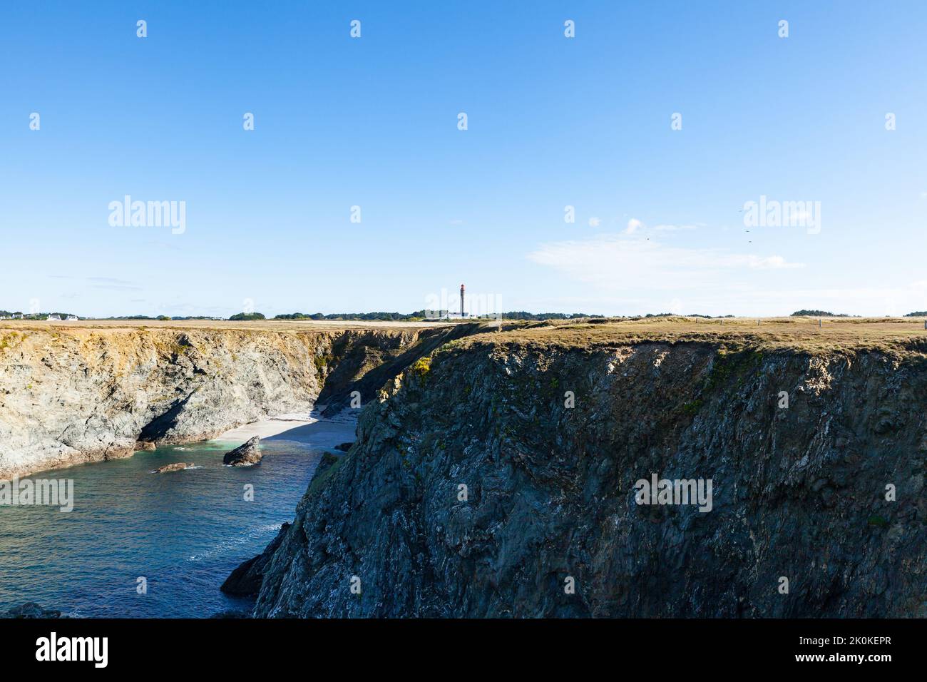 The Goulphar lighthouse of the famous Belle Ile en Mer island in France ...