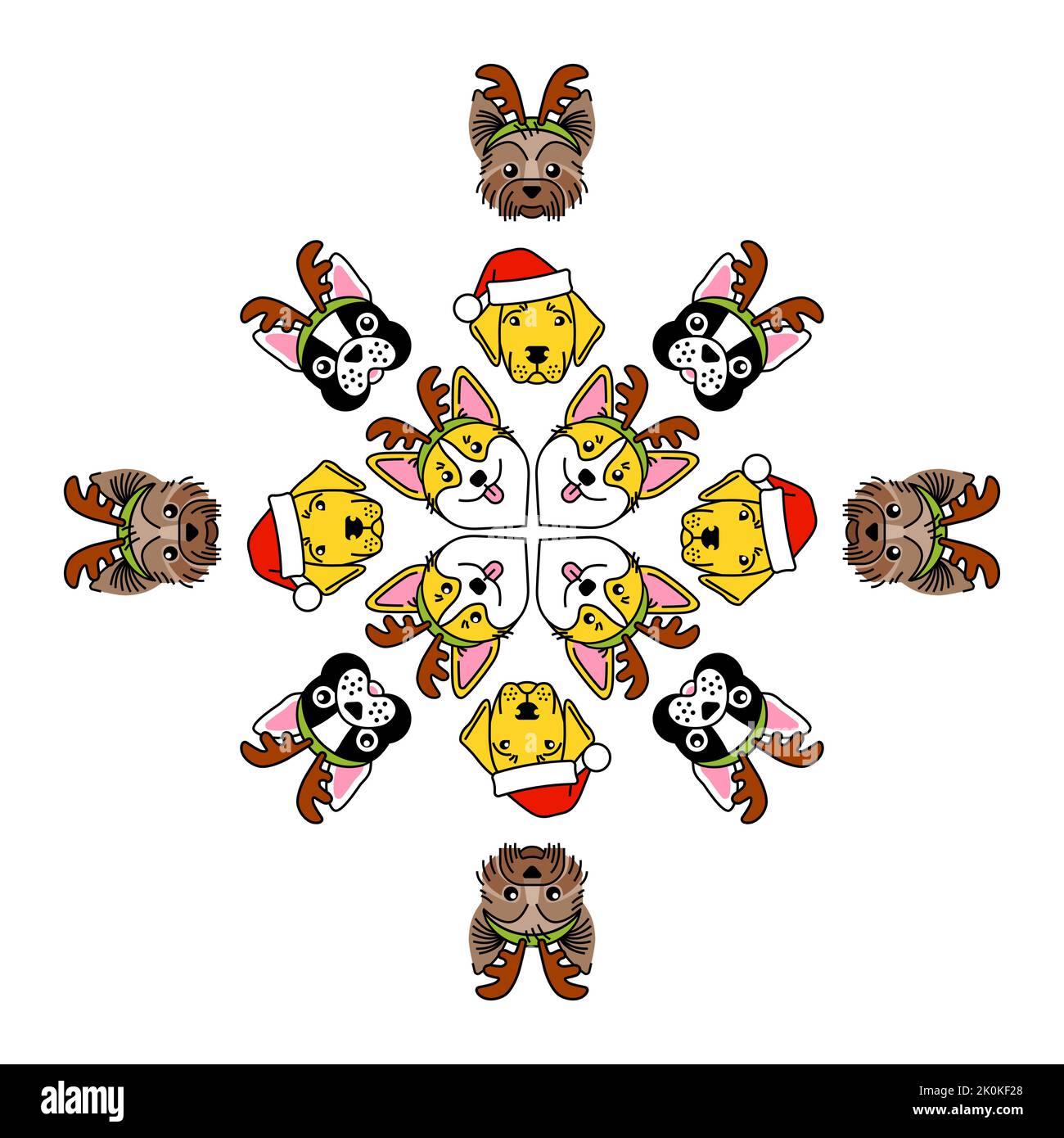 Snowflake from dogs. Xmas time. Dog in costume Stock Vector Image & Art ...
