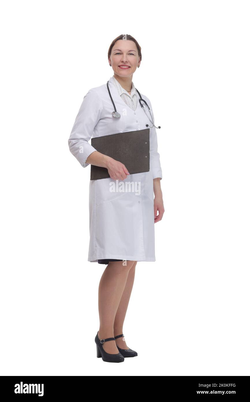 in full growth. female doctor with clipboard Stock Photo - Alamy