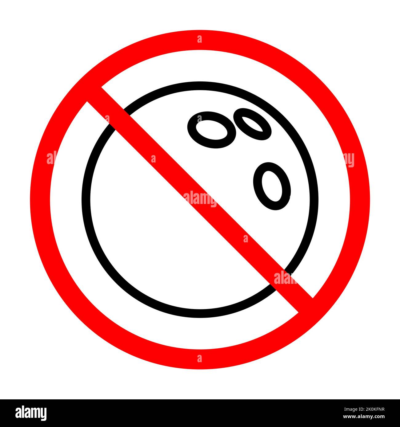 No bowling ball sign. Bowling ball is forbidden. Prohibited sign of ...