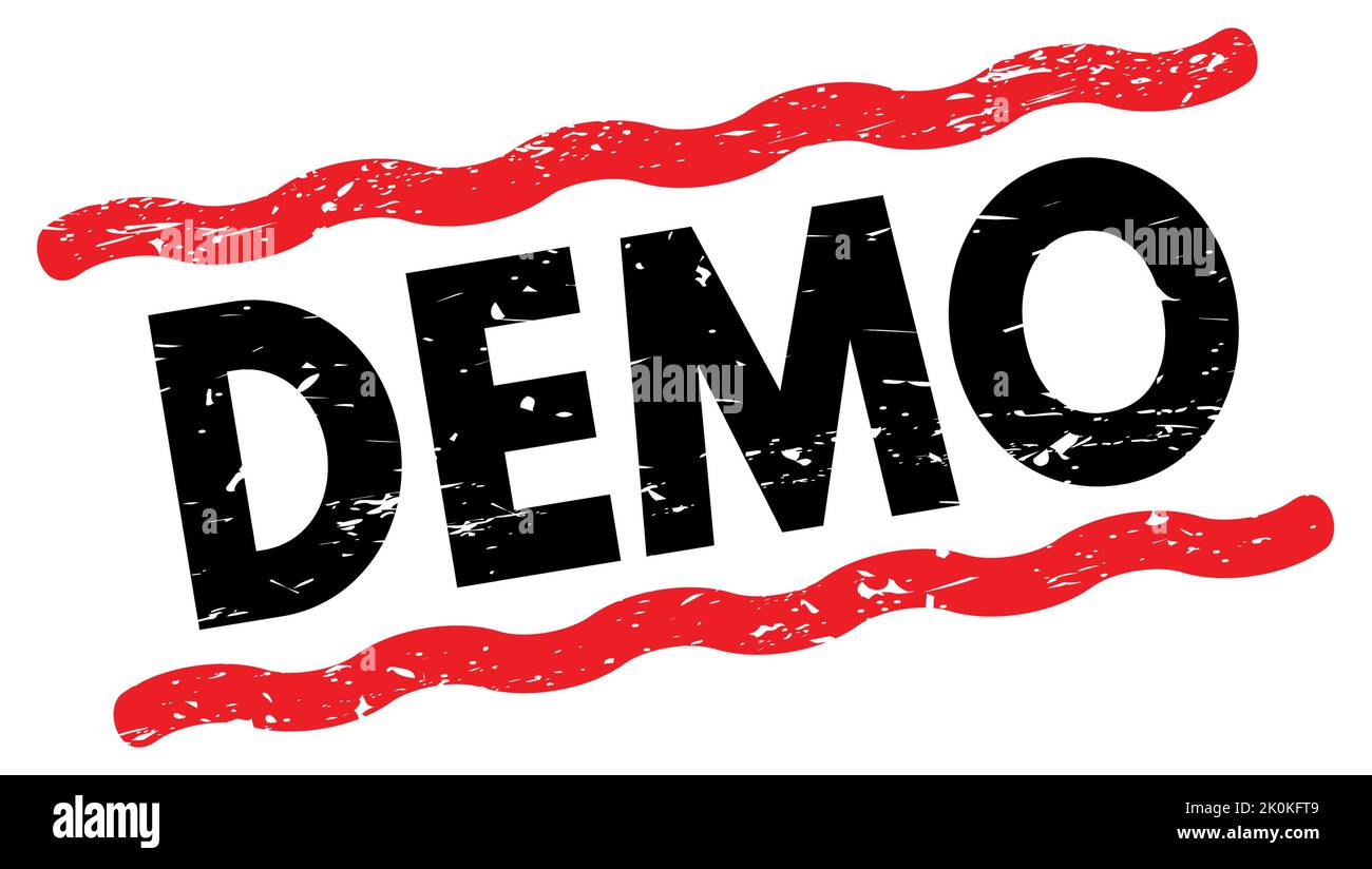 DEMO text written on red-black lines stamp sign Stock Photo - Alamy