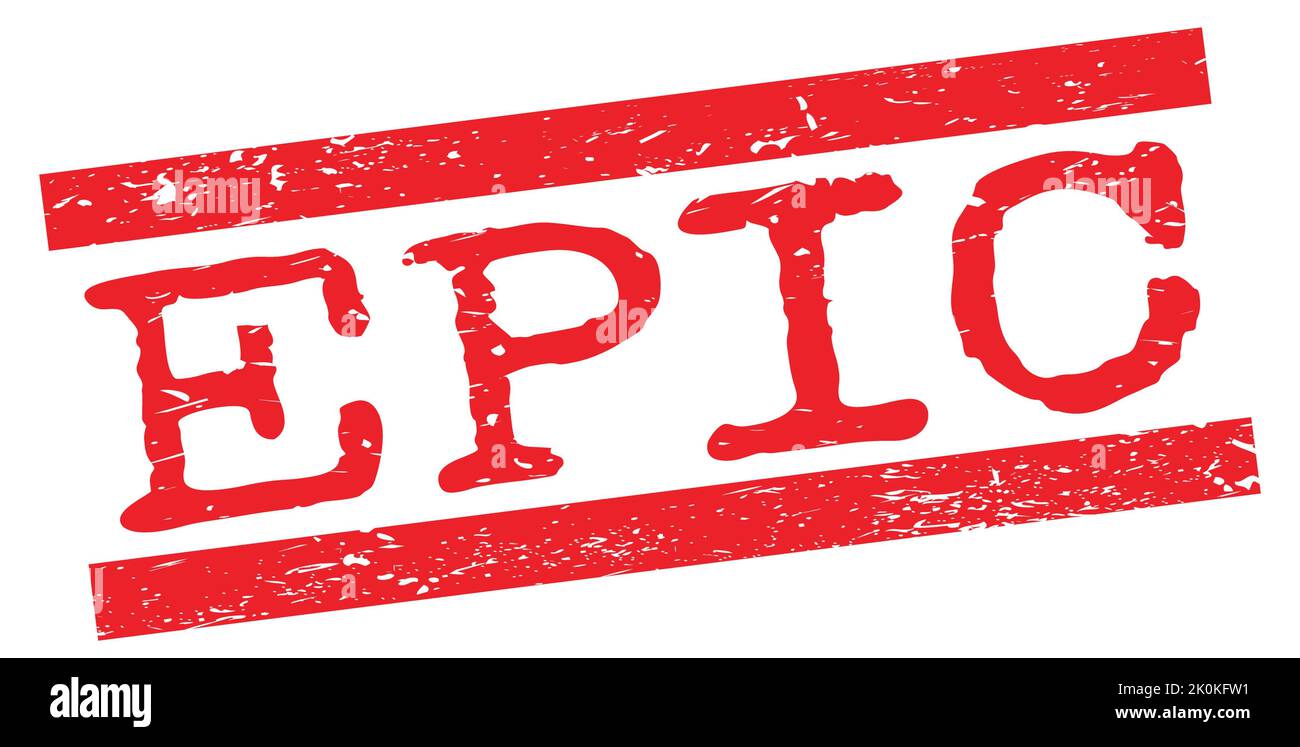 EPIC text written on red grungy lines stamp sign Stock Photo - Alamy