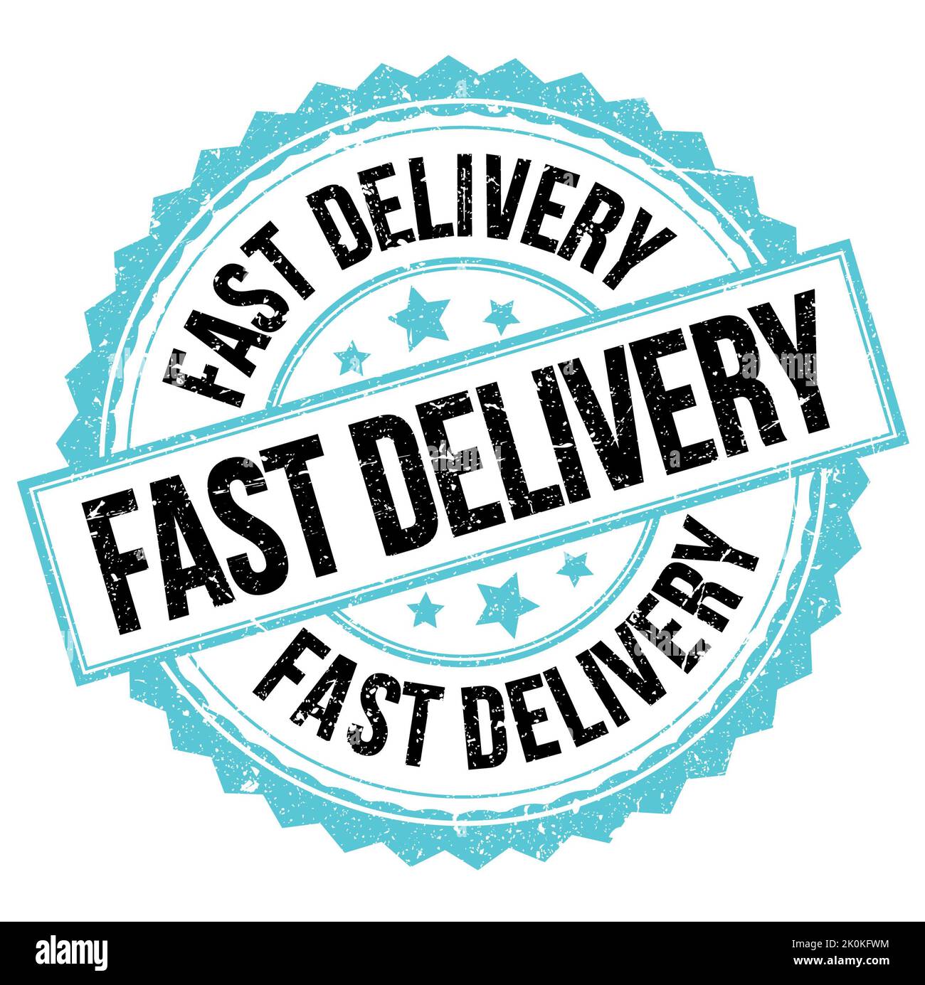 FAST DELIVERY text written on blue-black round stamp sign Stock Photo ...