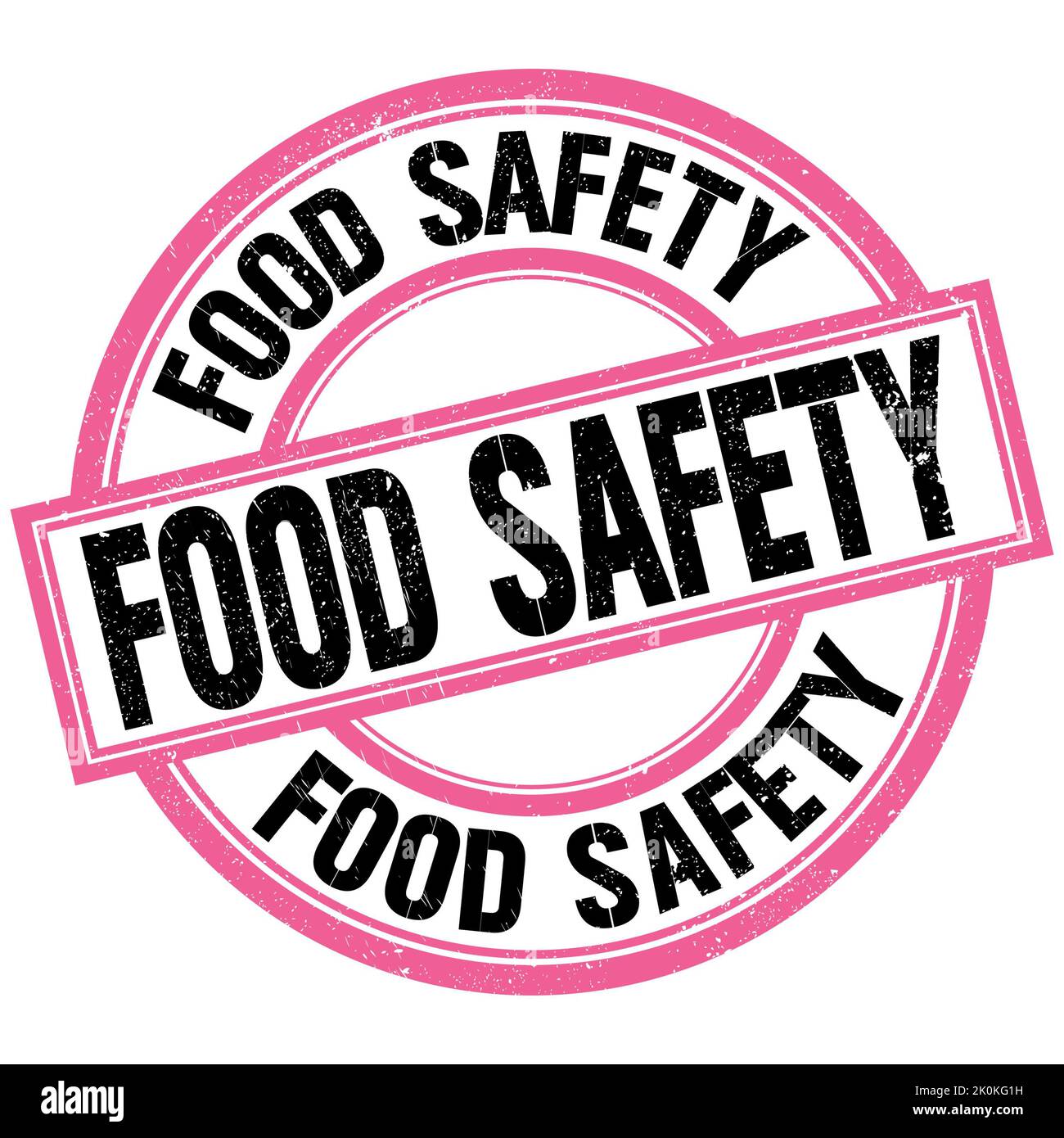 FOOD SAFETY text written on pink-black round stamp sign Stock Photo - Alamy
