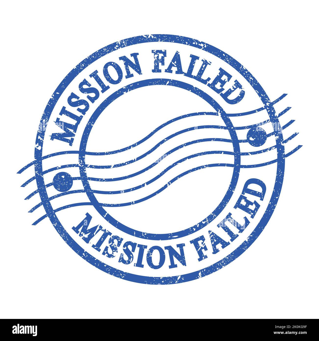 MISSION FAILED, text written on blue grungy postal stamp Stock Photo ...