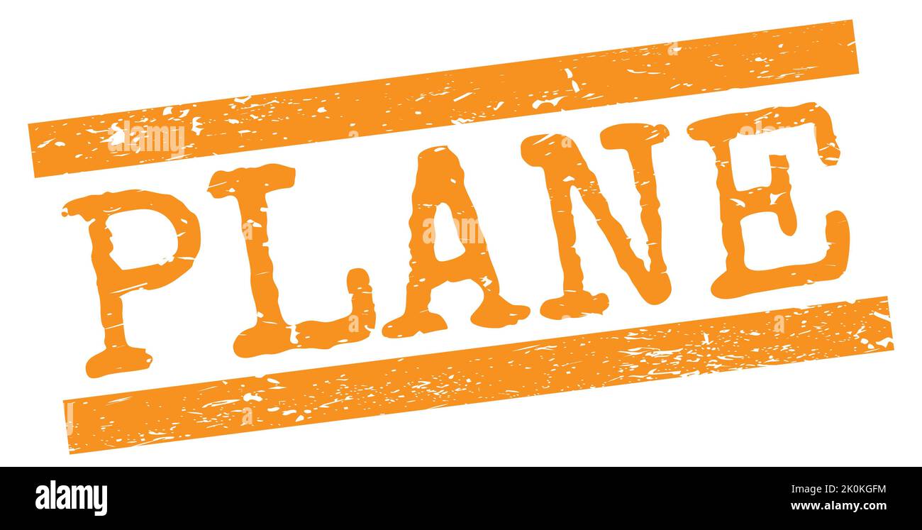 PLANE text written on orange grungy lines stamp sign Stock Photo - Alamy