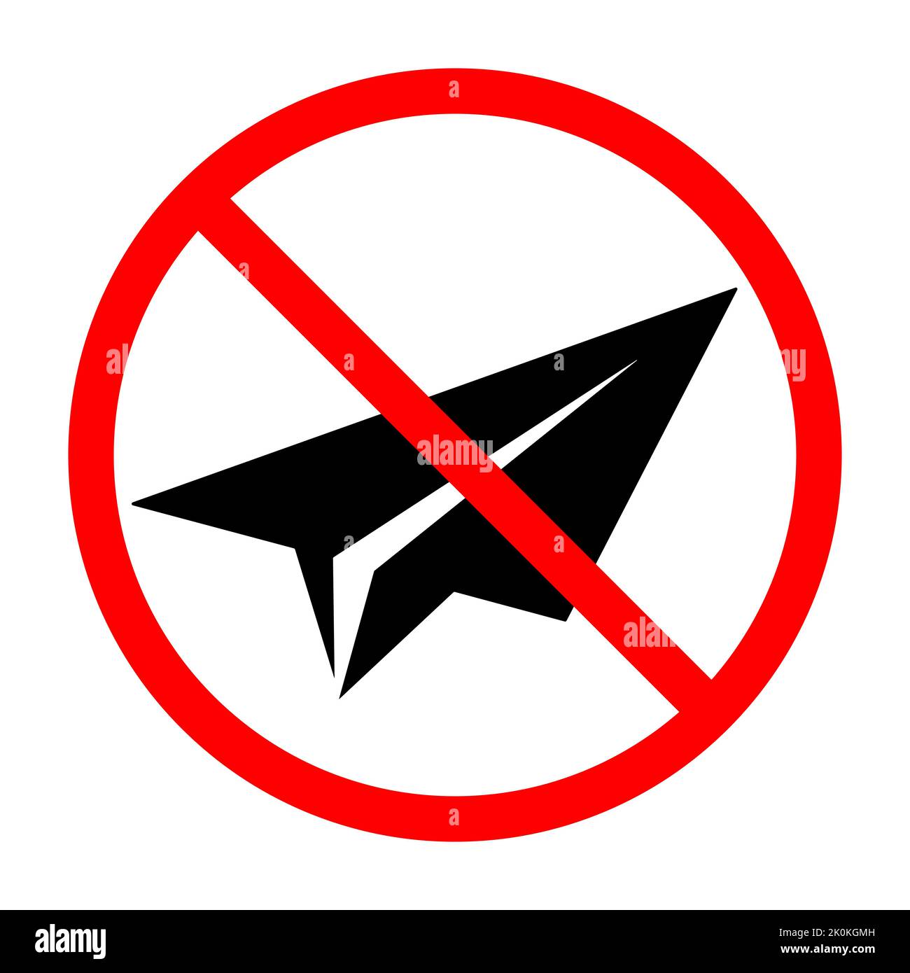 No paper plane sign. Paper plane is forbidden. Prohibited sign of plane ...