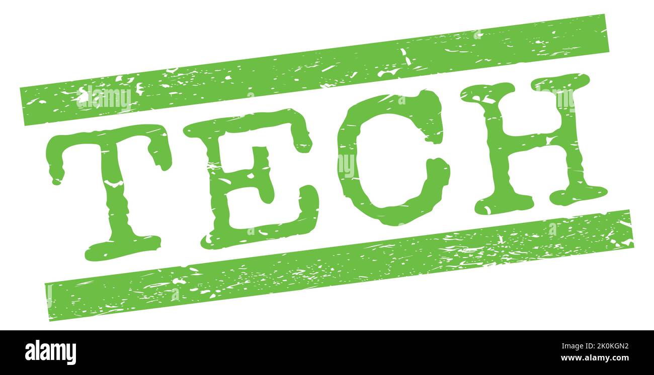 TECH text written on green grungy lines stamp sign Stock Photo - Alamy