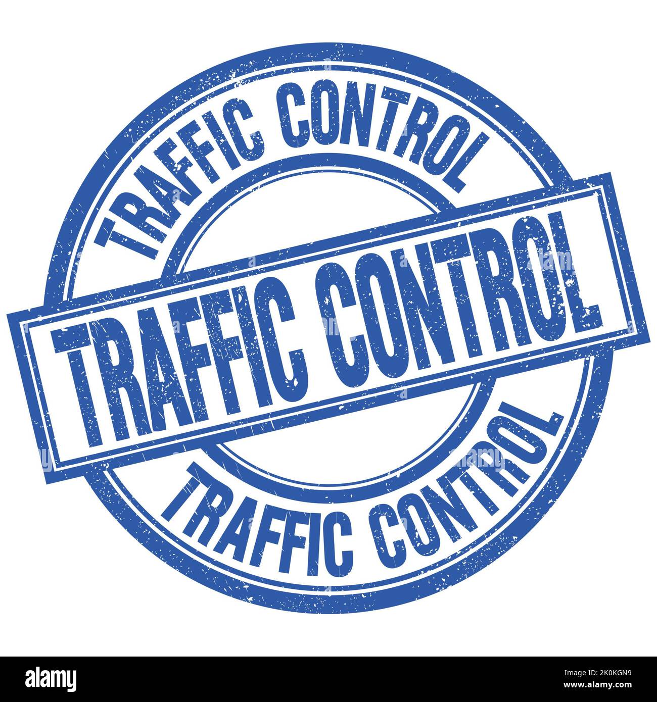 TRAFFIC CONTROL text written word on blue round stamp sign Stock Photo ...