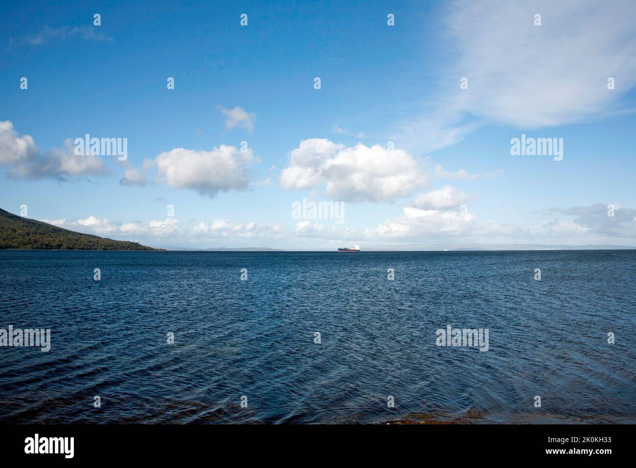 Cargo ship moored in Brodick Bay the Isle of Arran North Ayrshire ...