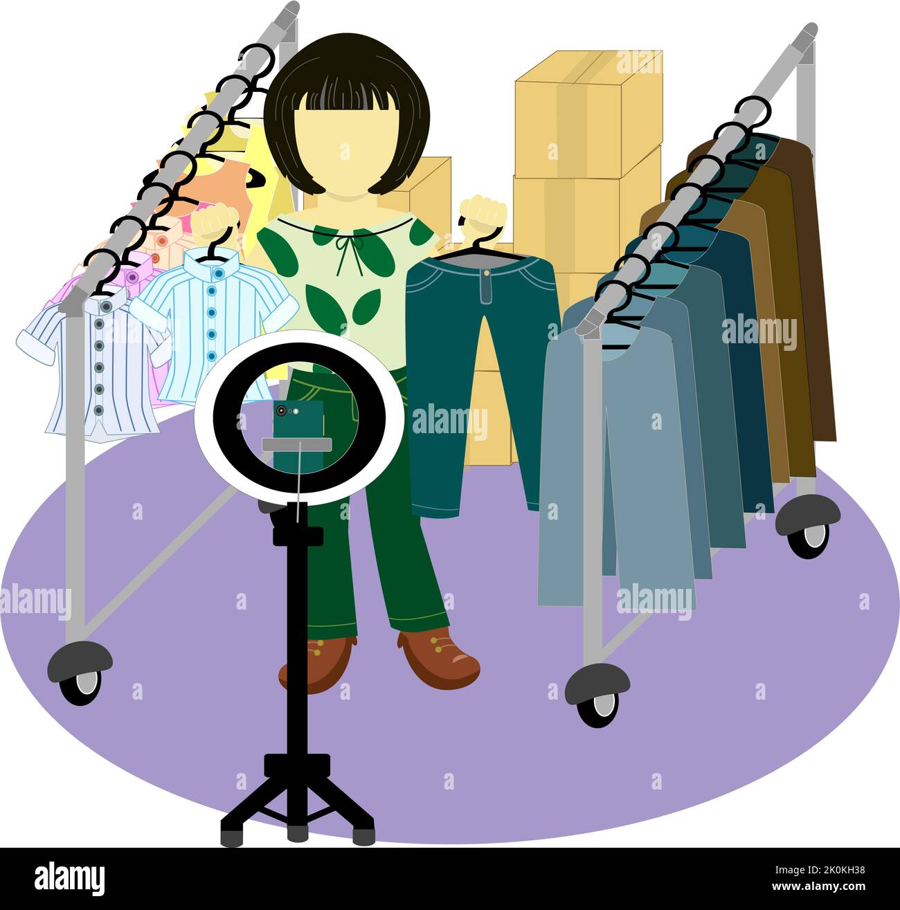 Woman Selling Cloth Clip Art