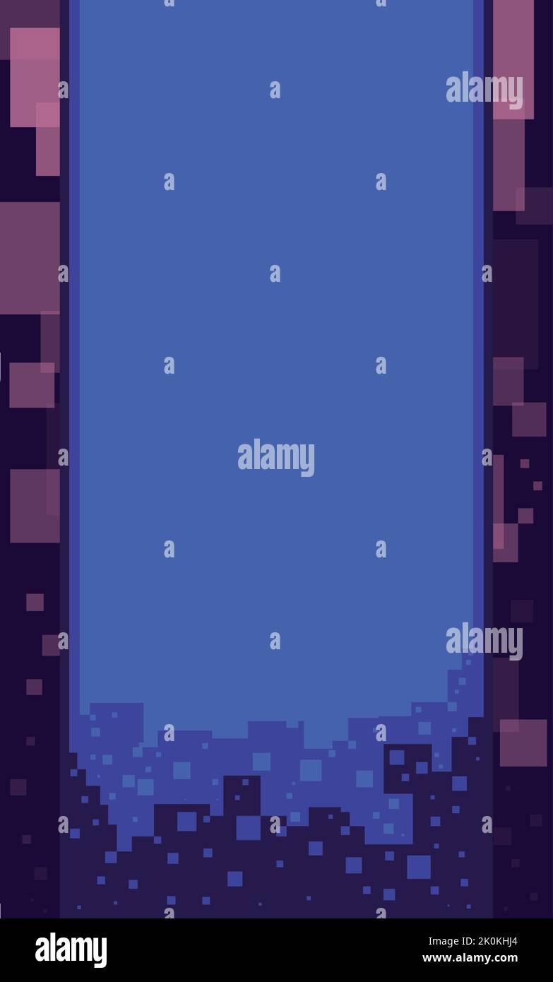 Abstract vertical background design with squares like pixels in blue ...