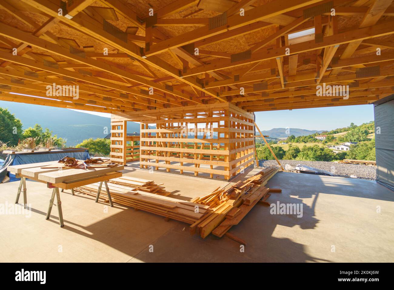 Construction of ecological renewable low energy sustainable wooden eco ...