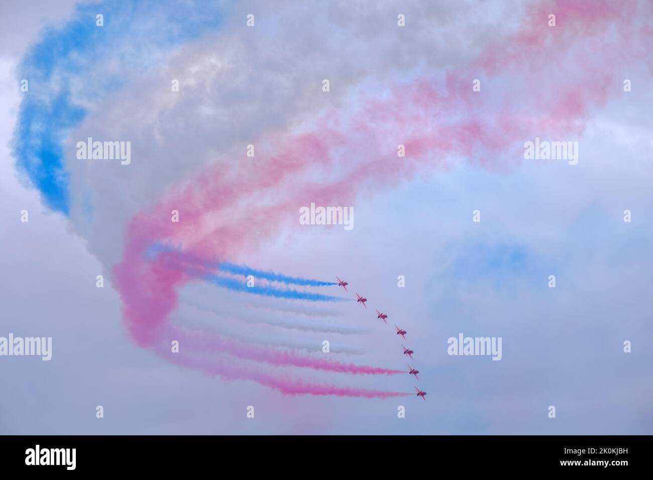Red arrows colourful fly pass at teignmouth air show hi-res stock ...