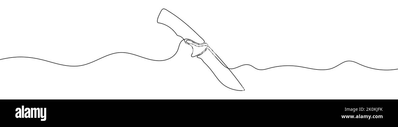 One continuous line drawing of knife. Knife linear background. Vector ...