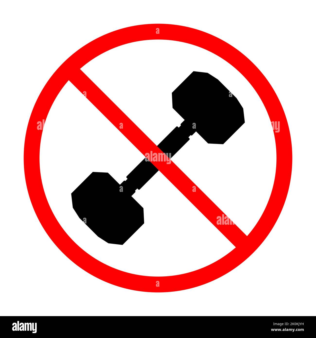 Dumbbell ban sign. Dumbbell is forbidden. Prohibited sign of dumbbell ...