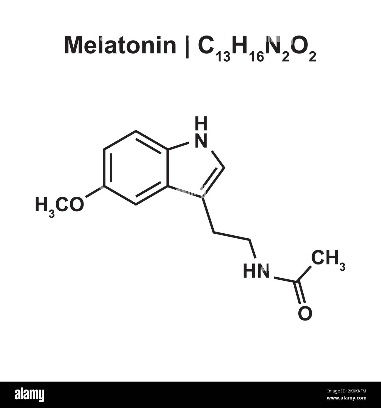 Melatonin C13h16n2o2 Chemical Structure Vector Illustration Stock