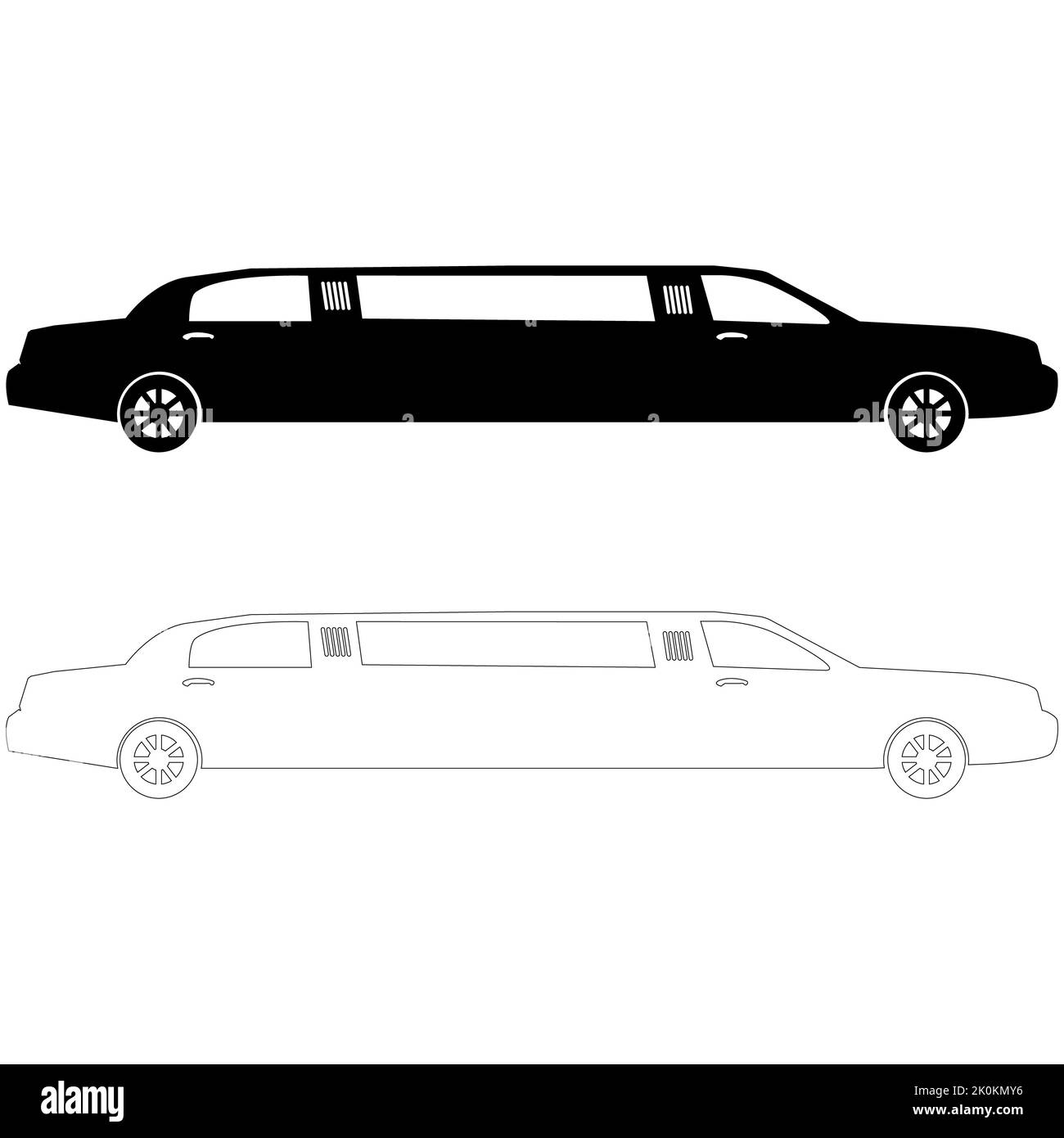 Limousine icon on white background. Black luxurious limousine symbol ...