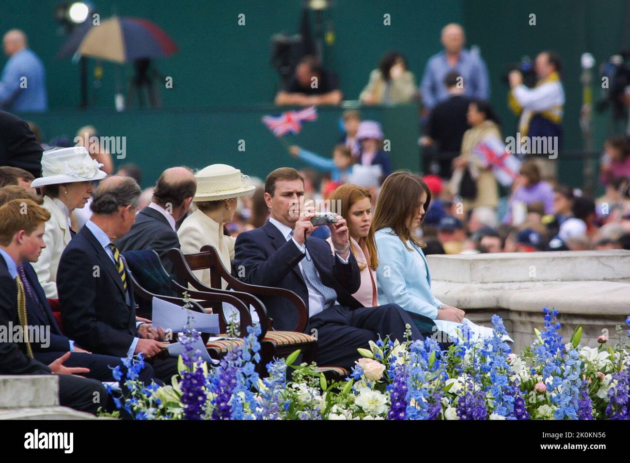 4th June 2002 - Prince Andrew taking a photo at Golden Jubilee of Queen ...