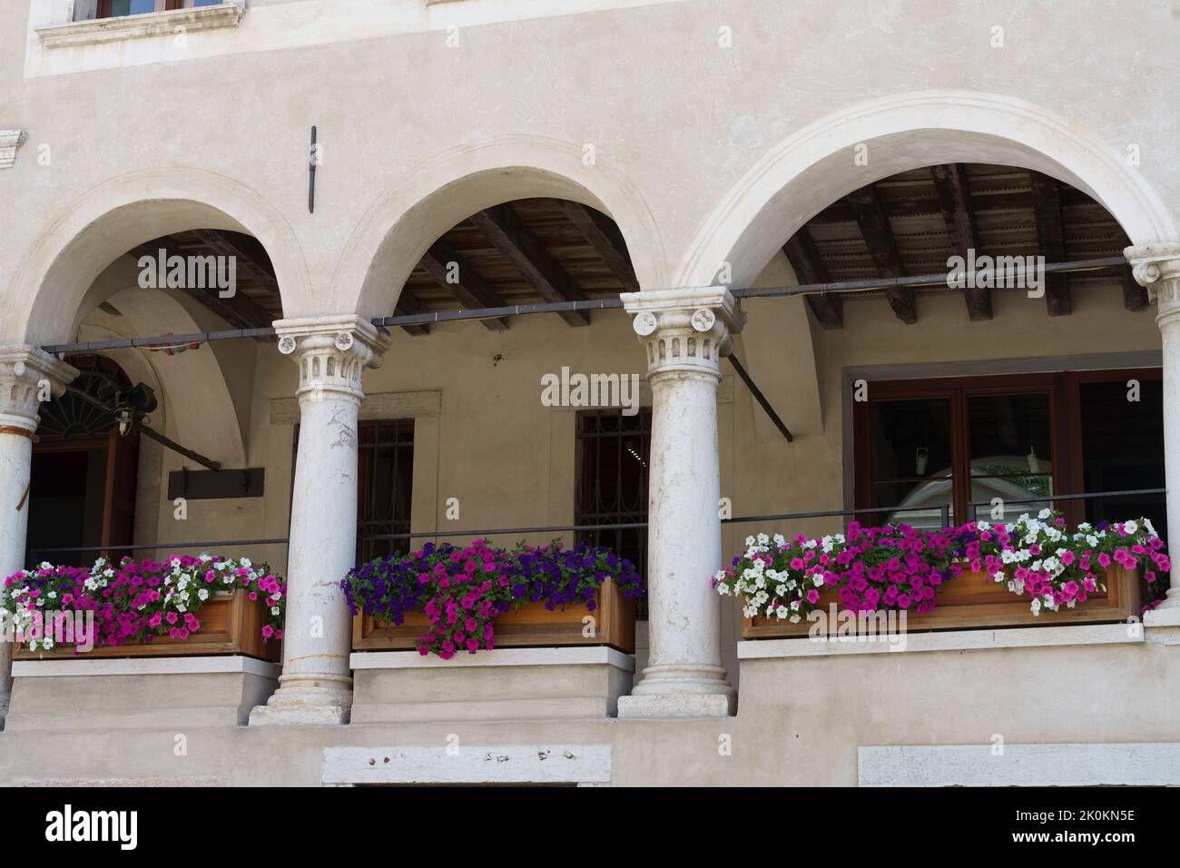 Exterior of historic buildings of Feltre, Belluno province, Veneto ...