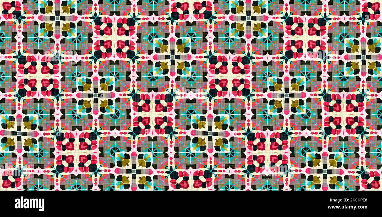 Kitsch pattern geometric retro design in seamless border background ...