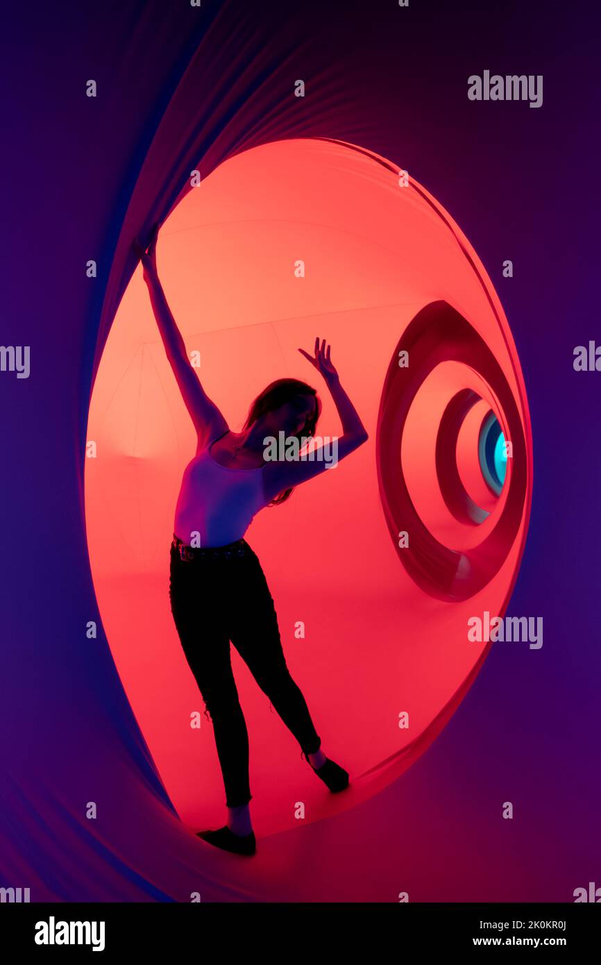 London, UK. 12th September 2022. Visitors enjoy the vivid labyrinthine ...