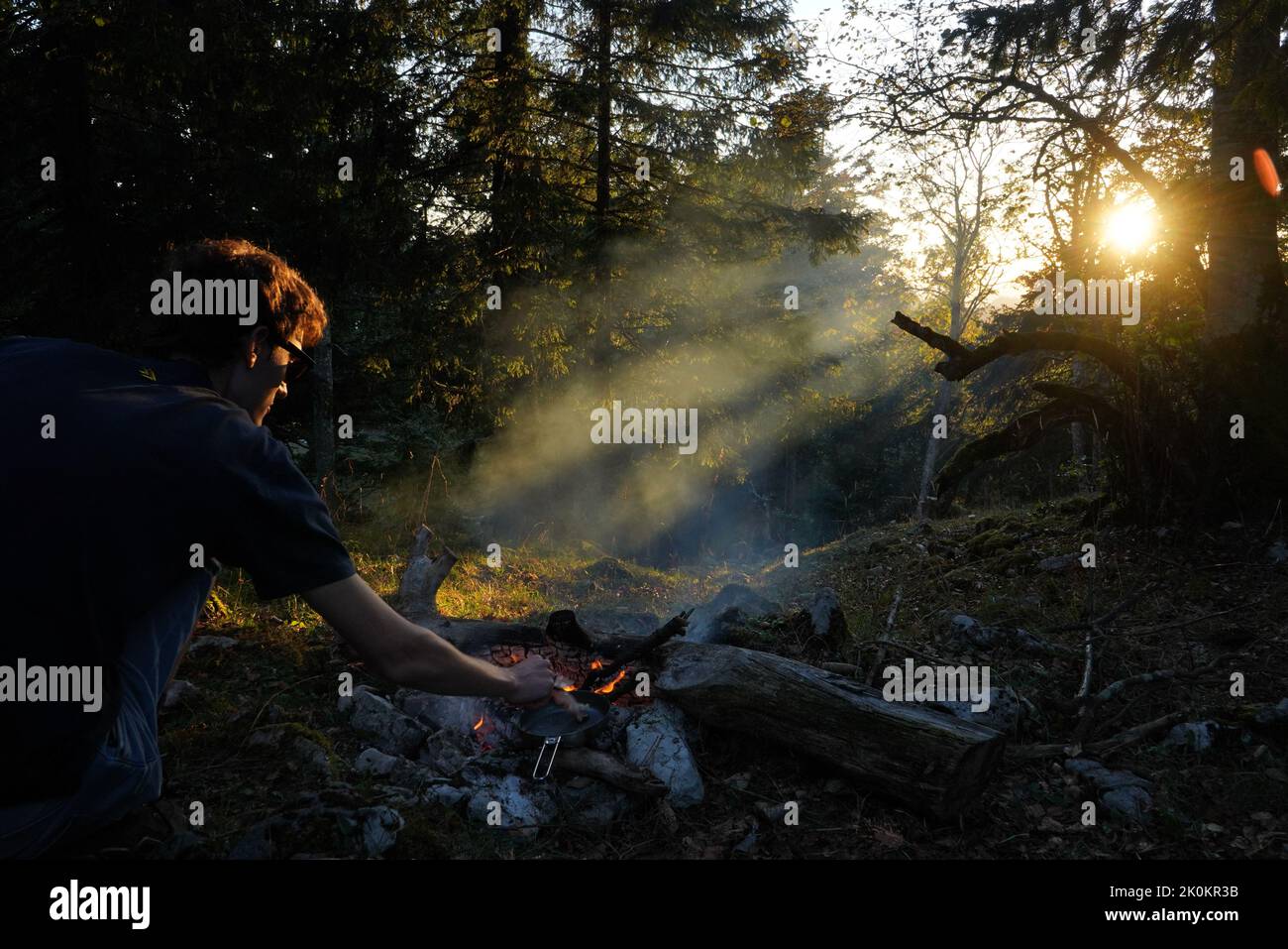 Campfire in the Forest Stock Photo - Alamy