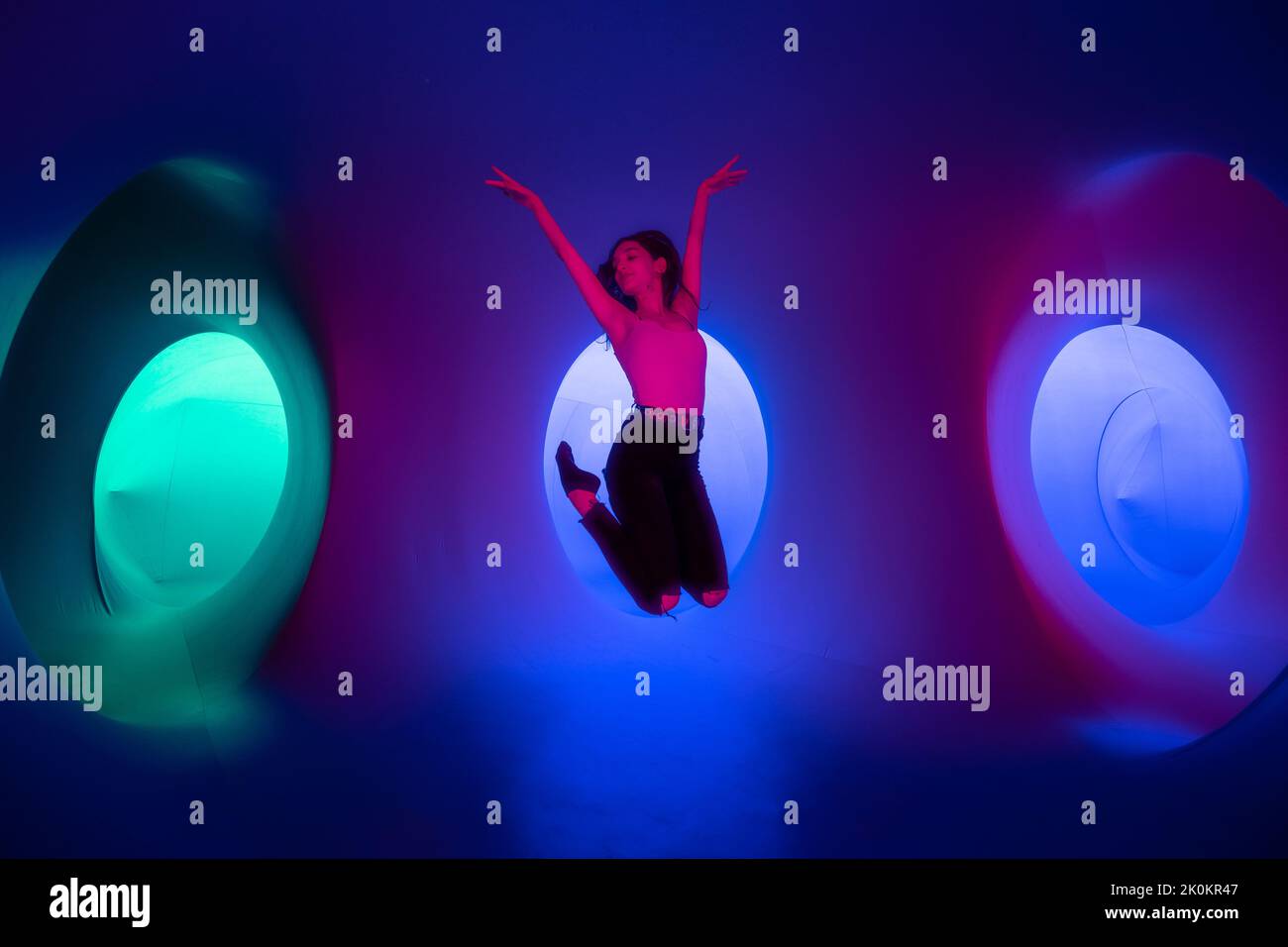 London, UK. 12th September 2022. Visitors enjoy the vivid labyrinthine ...