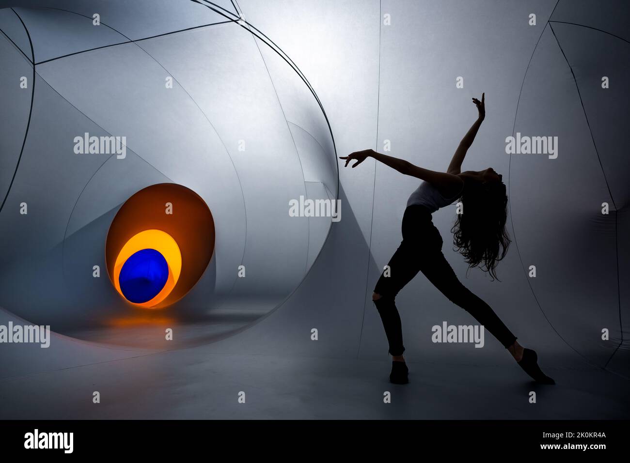 London, UK. 12th September 2022. Visitors enjoy the vivid labyrinthine ...