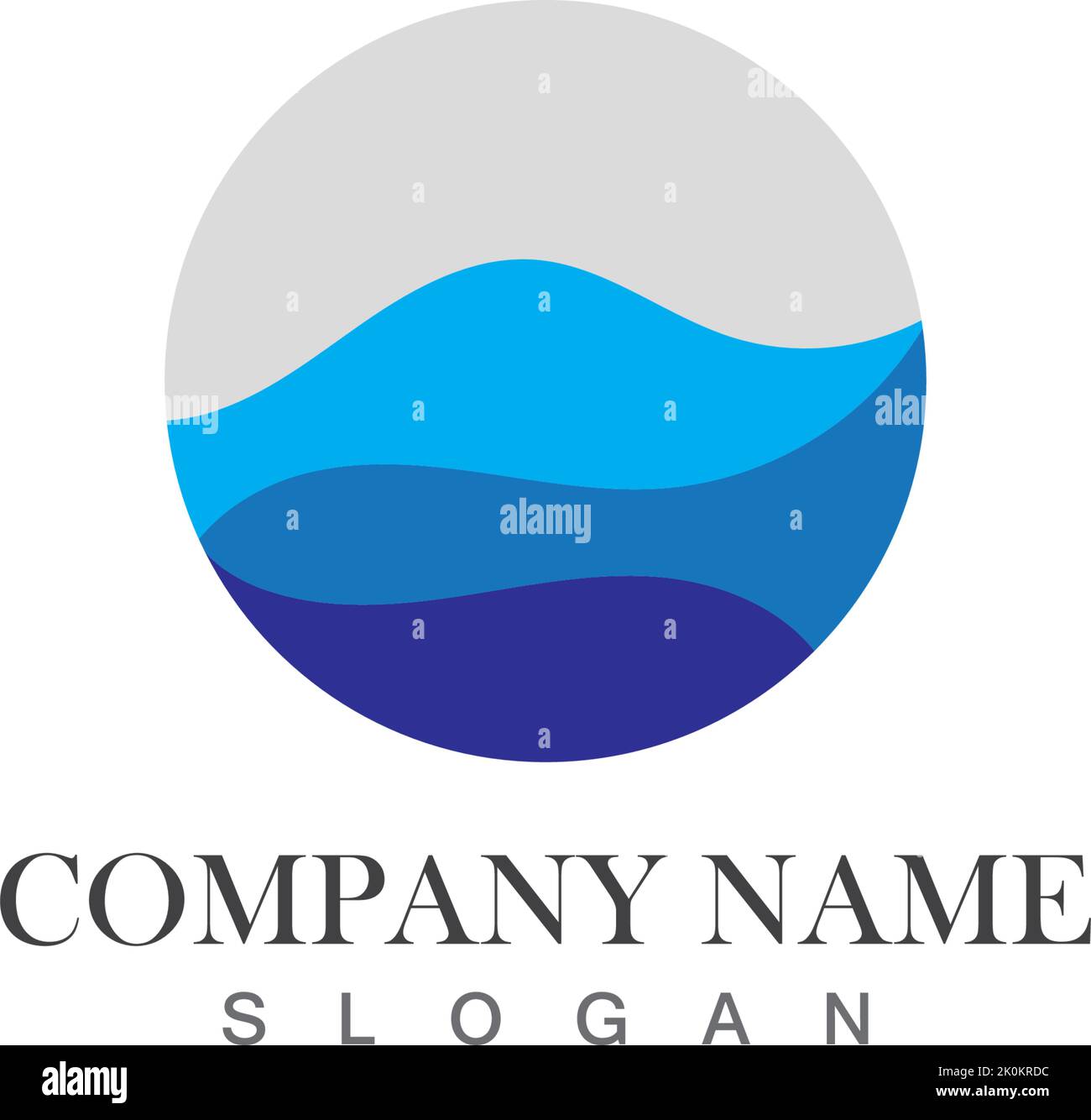 Isolated round shape logo. Blue color logotype. Flowing water image ...