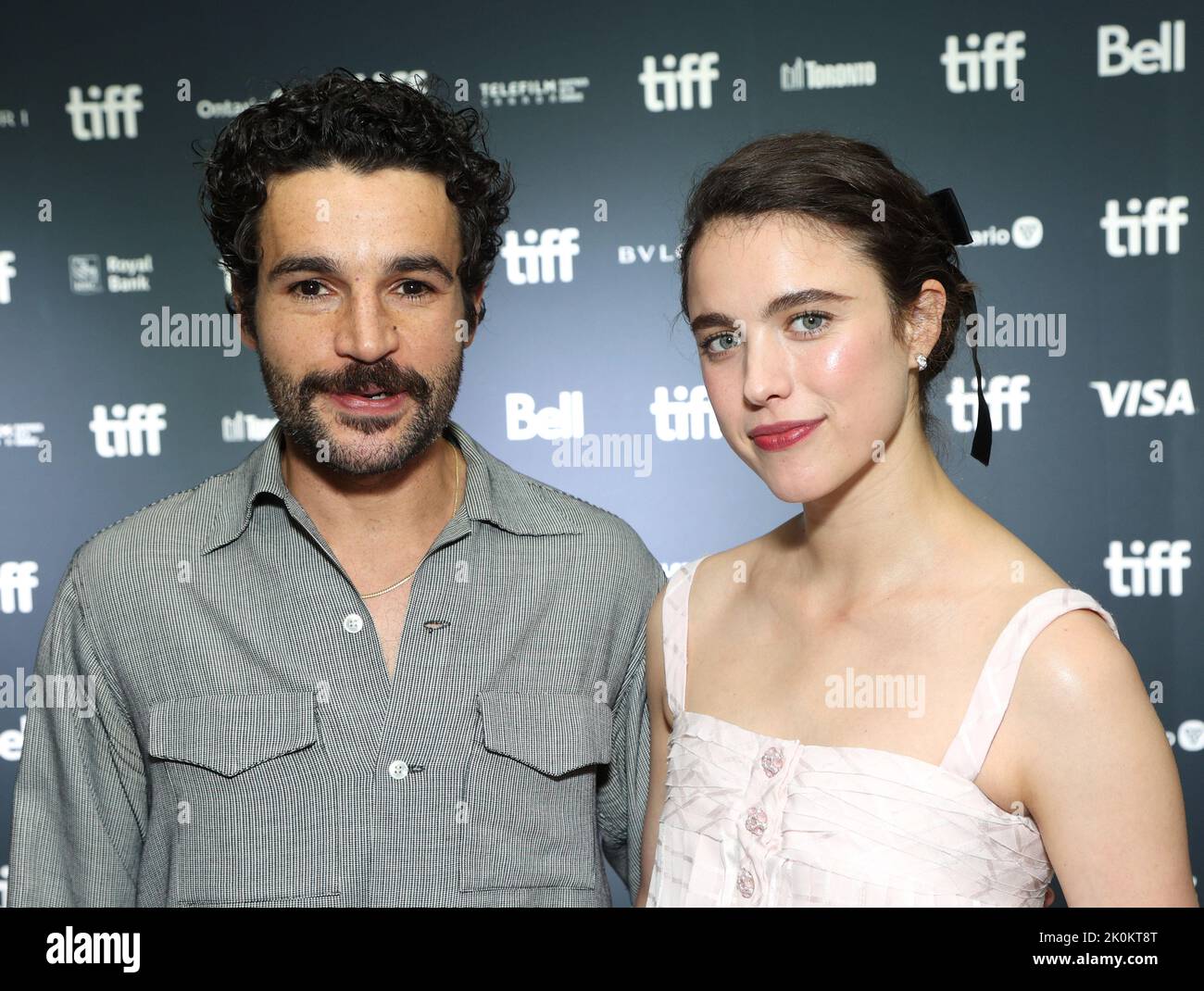 Christopher Abbott and Margaret Qualley arriving to the "Sanctuary" premiere during the 2022 ...