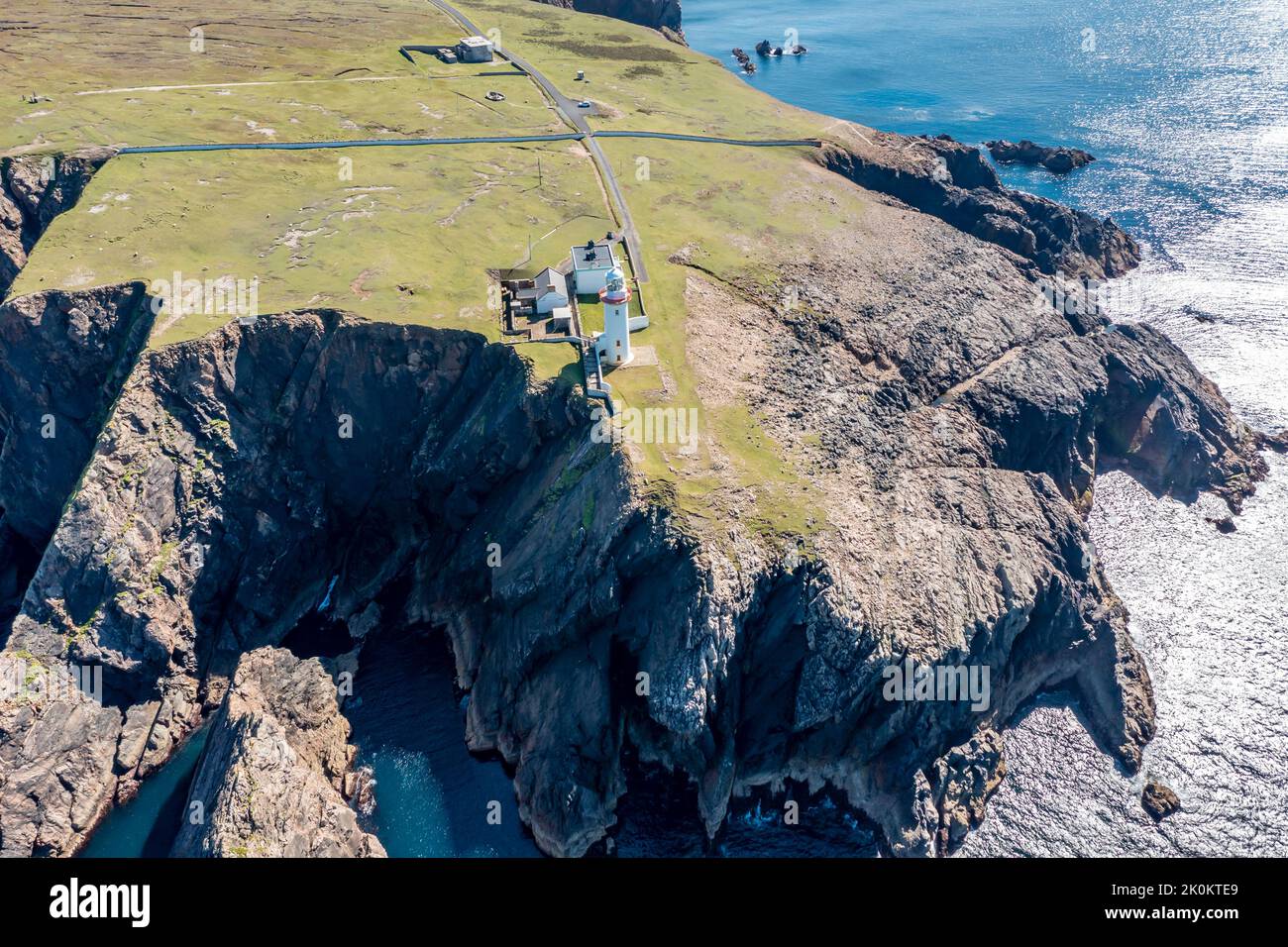 Aerial view of the lighthouse on the island of Arranmore in County ...