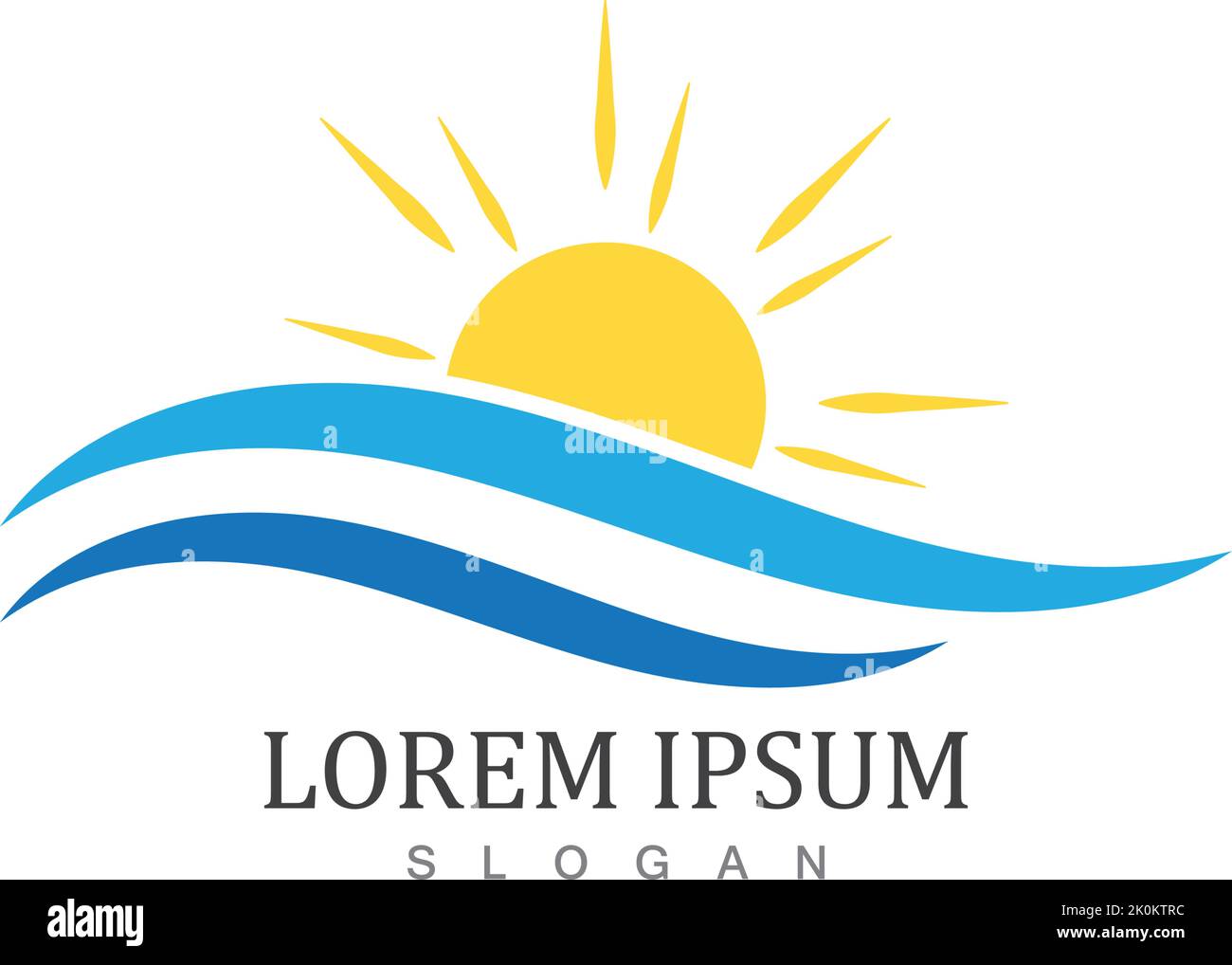 Sun and wave logo and symbols template icons app Stock Vector Image ...