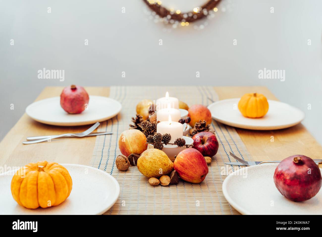 Fall table setting for celebration Thanksgiving day family party ...