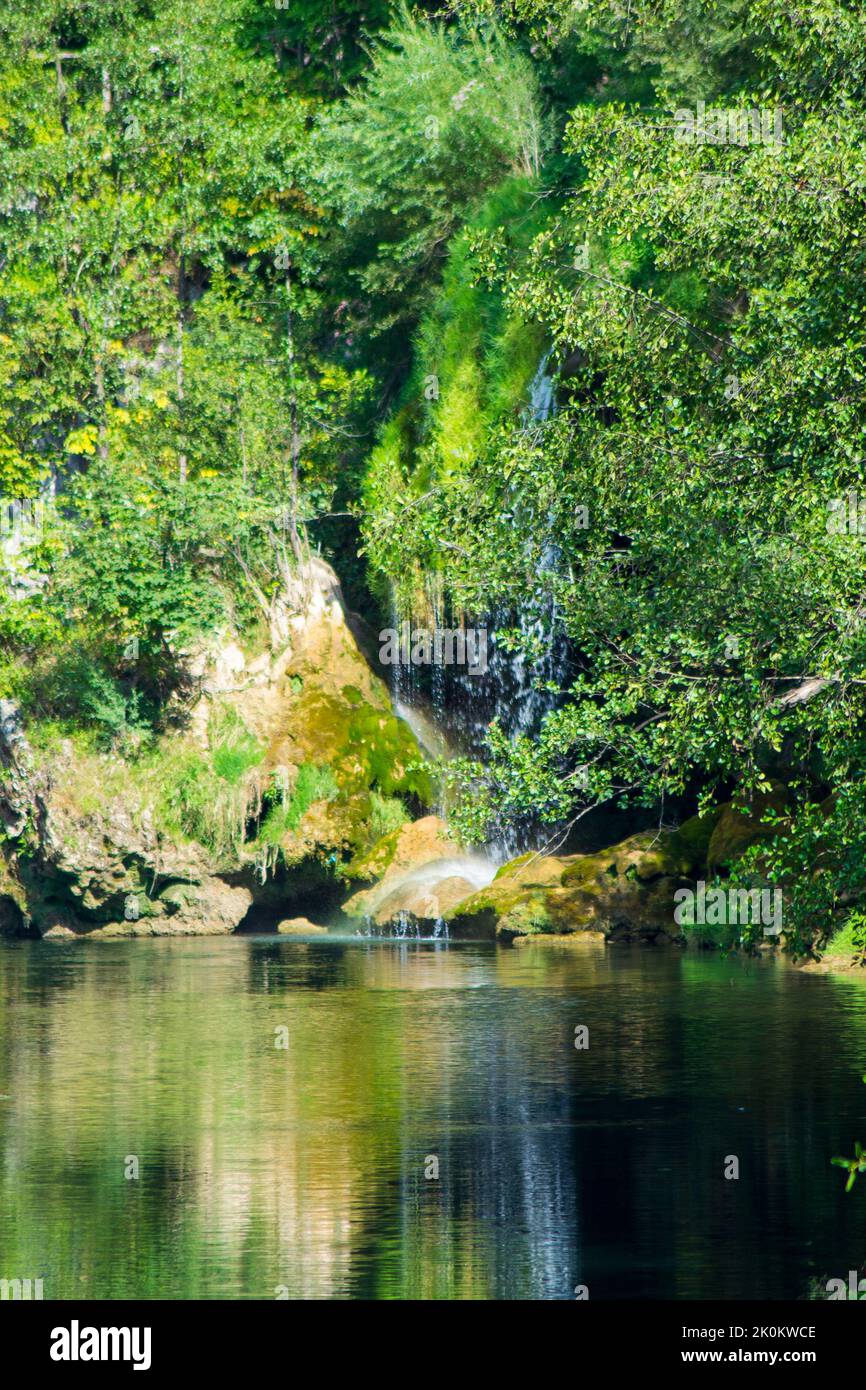 A vertical of a beautiful scenery of a waterfall in Rastoke, Croatia ...