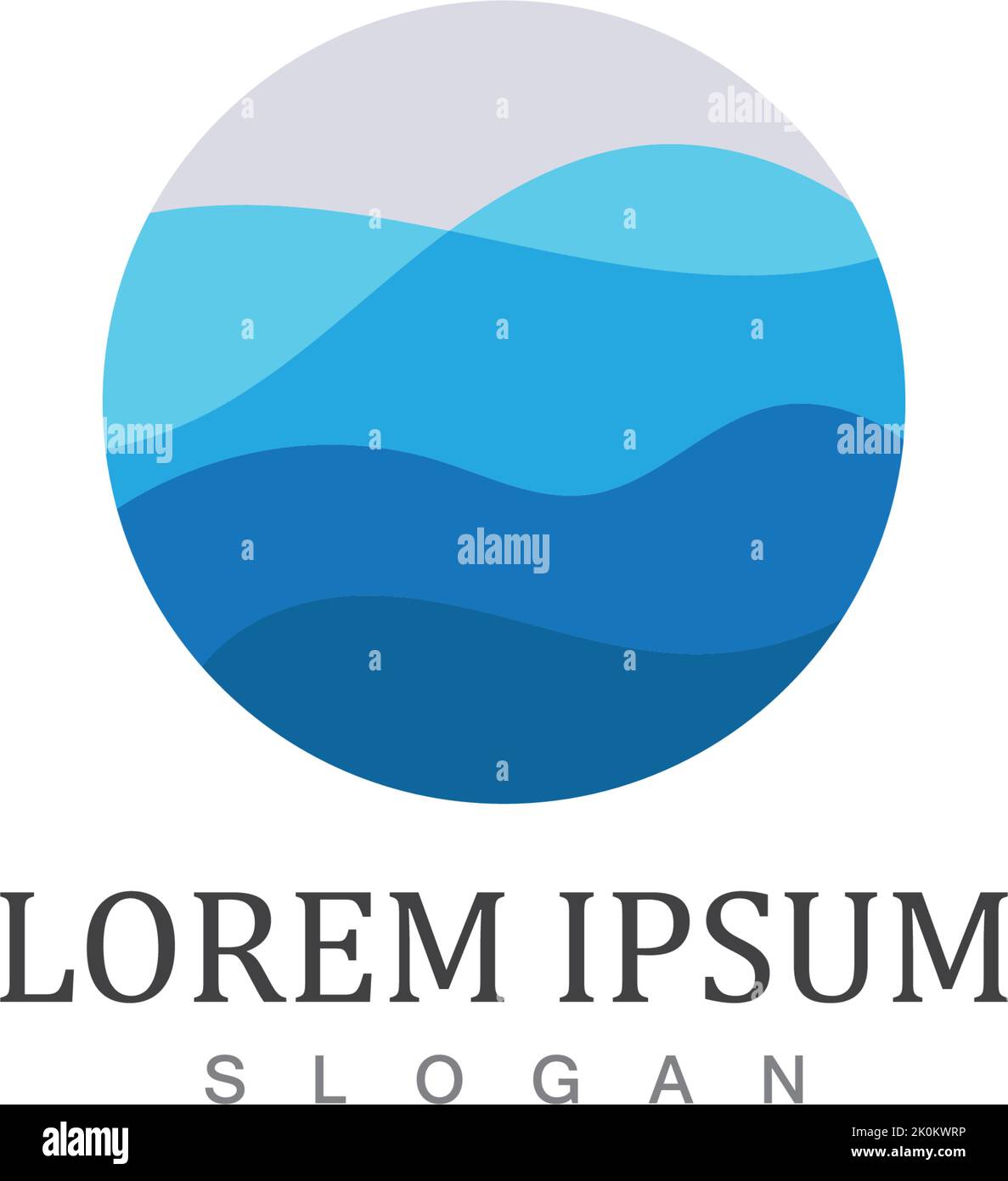 Isolated round shape logo. Blue color logotype. Flowing water image ...