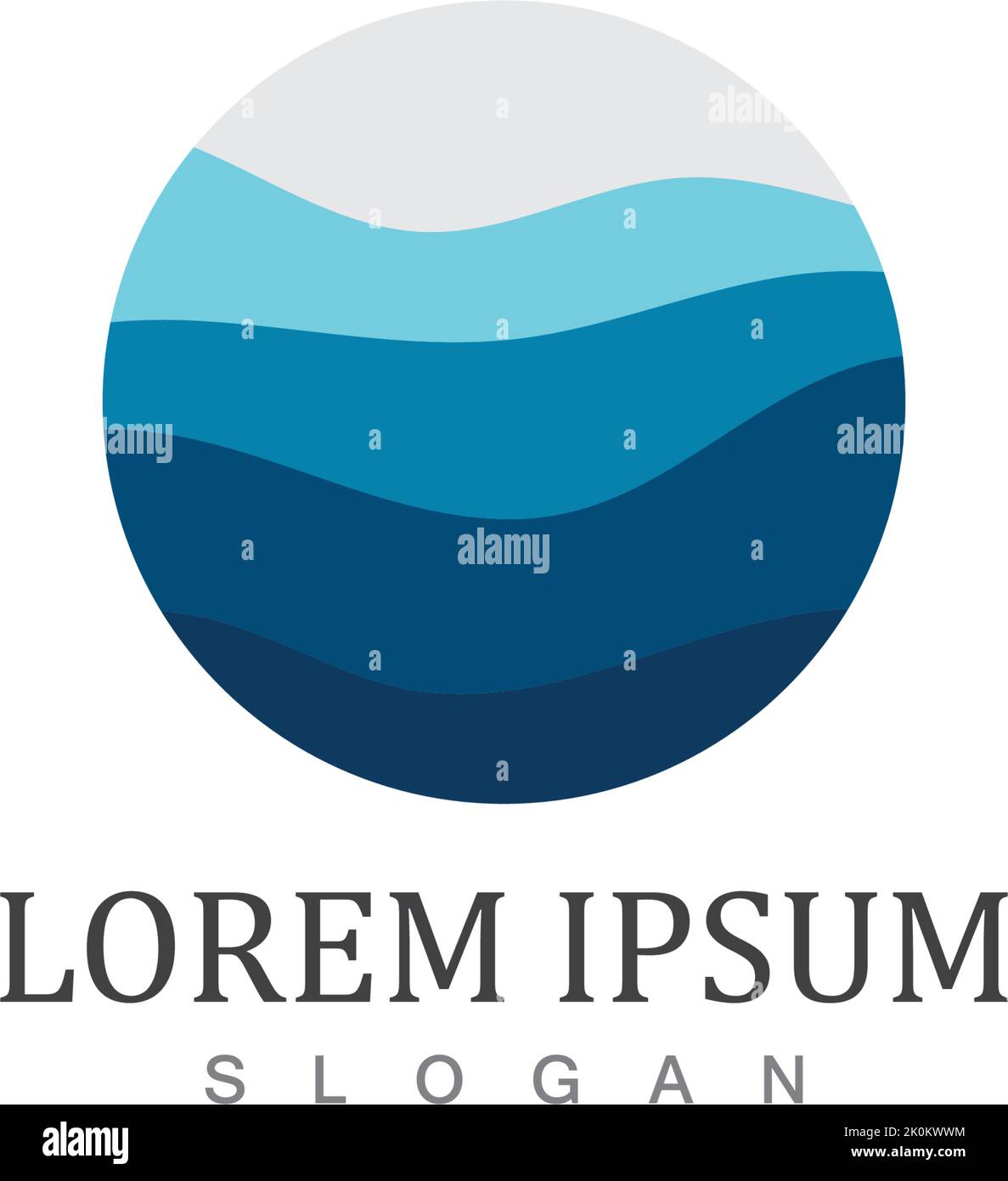 Isolated round shape logo. Blue color logotype. Flowing water image ...