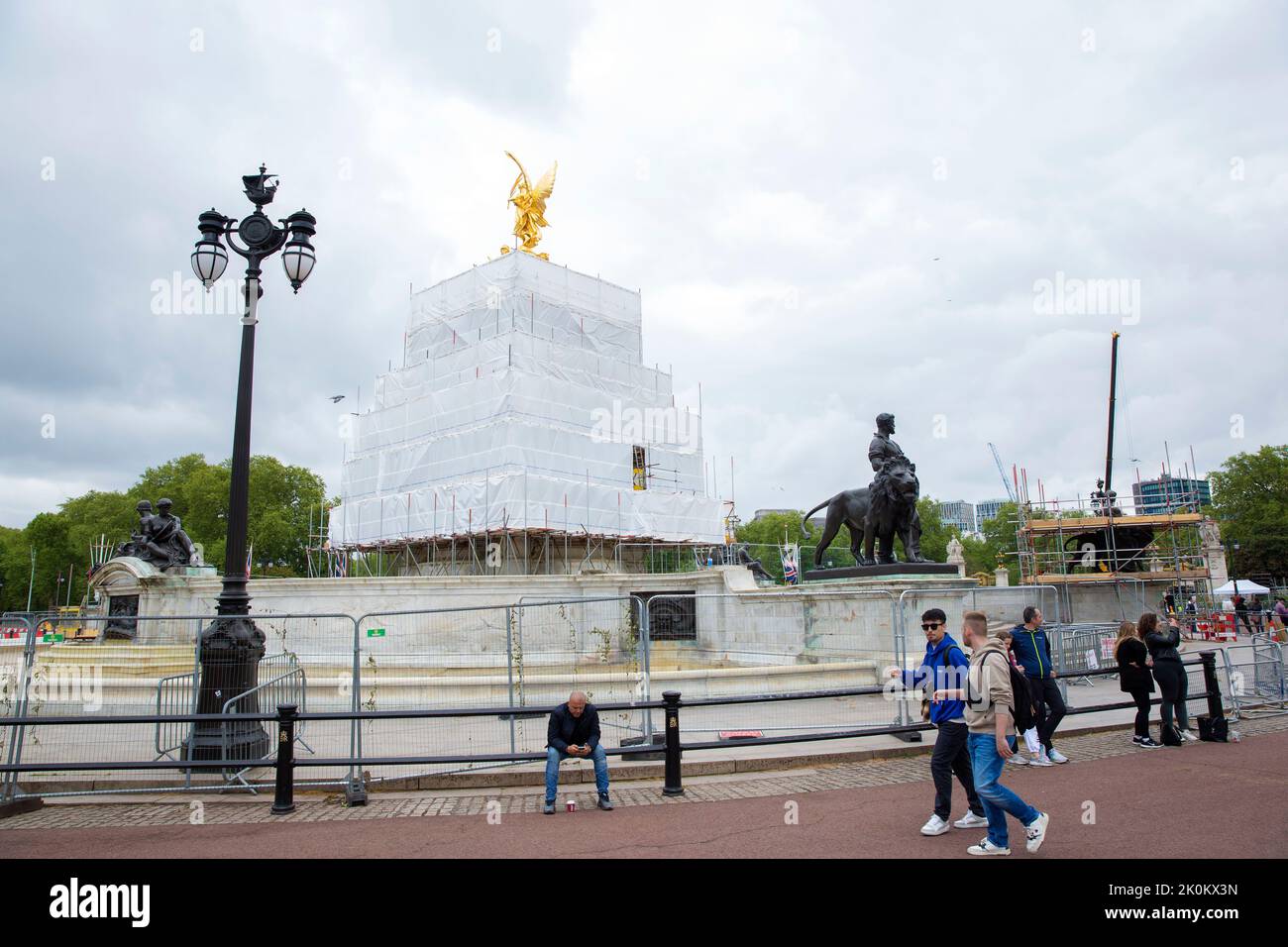 The Victoria Memorial covered with temporary structures is seen in ...