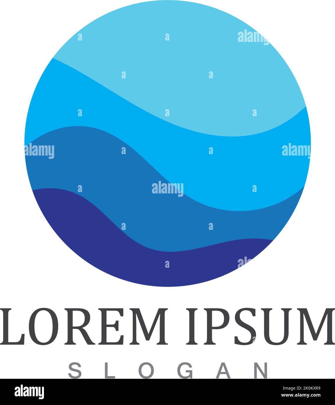 Isolated round shape logo. Blue color logotype. Flowing water image ...