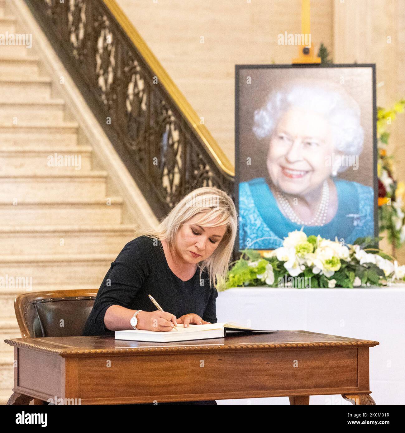 Sinn Fein Vice President Michelle O'Neill signing the book of ...