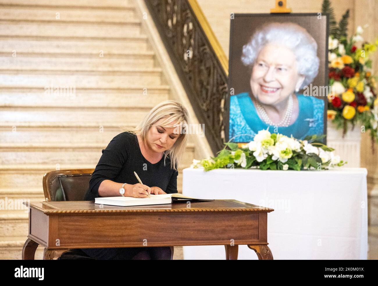 Sinn Fein Vice President Michelle O'Neill signing the book of ...