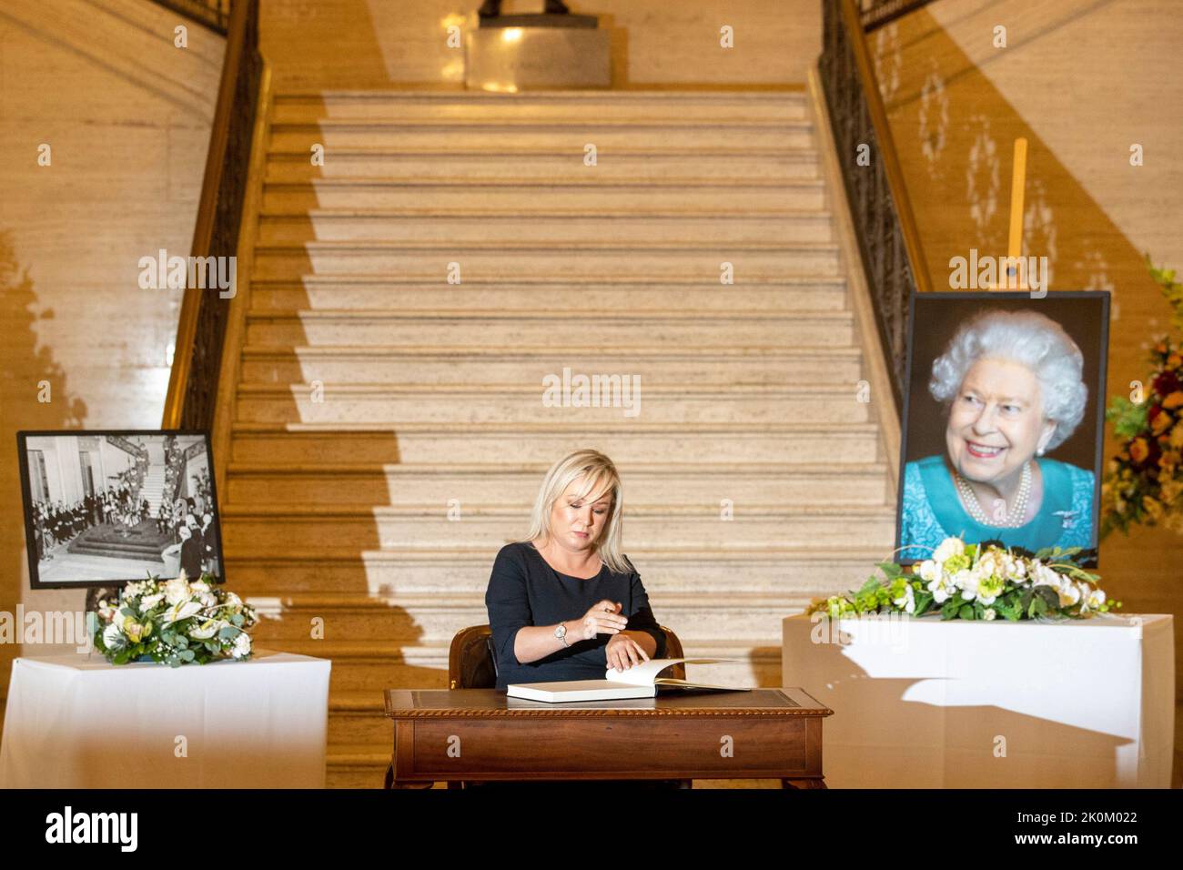 Sinn Fein Vice President Michelle O'Neill signing the book of ...