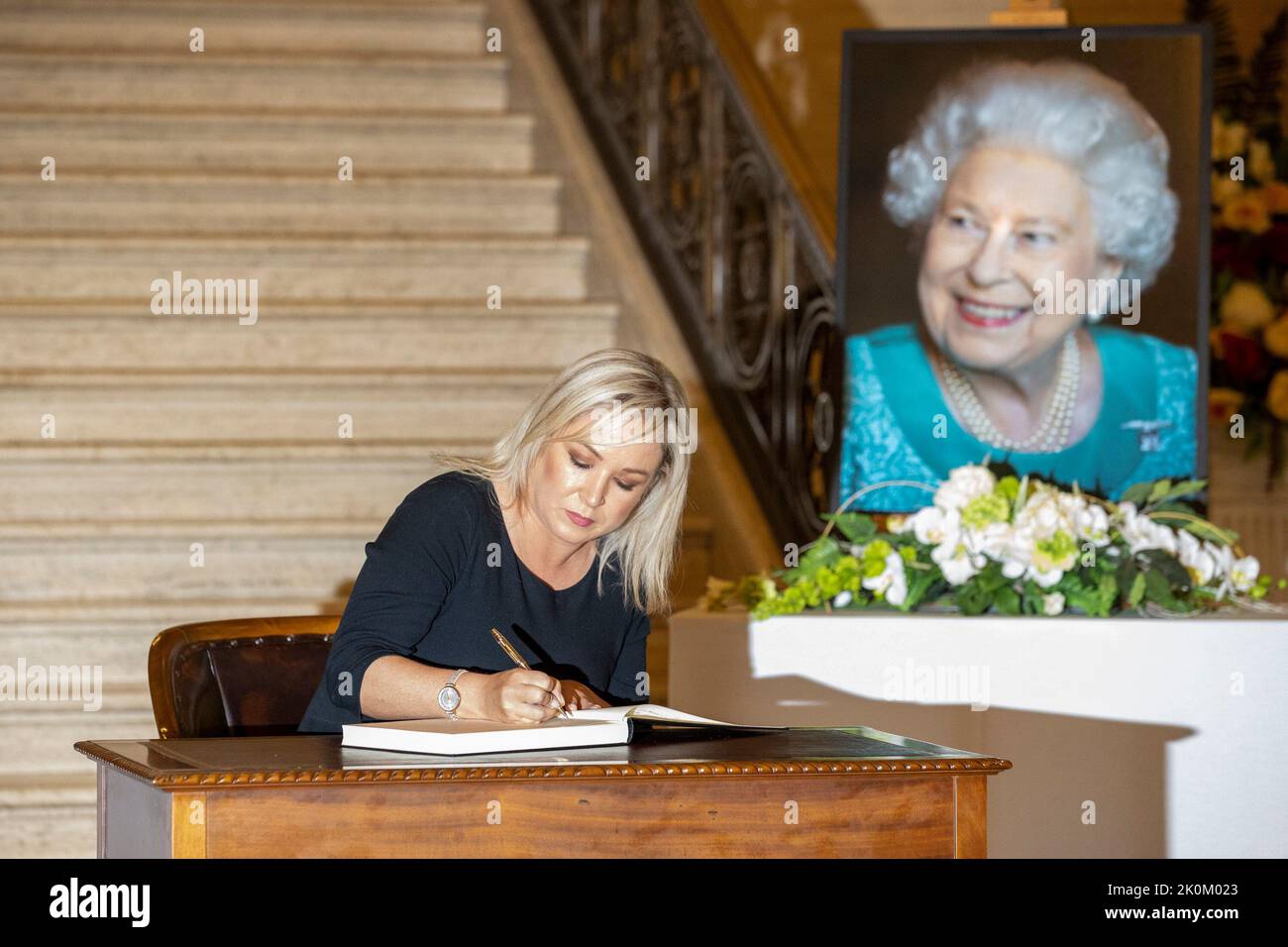 Sinn Fein Vice President Michelle O'Neill signing the book of ...