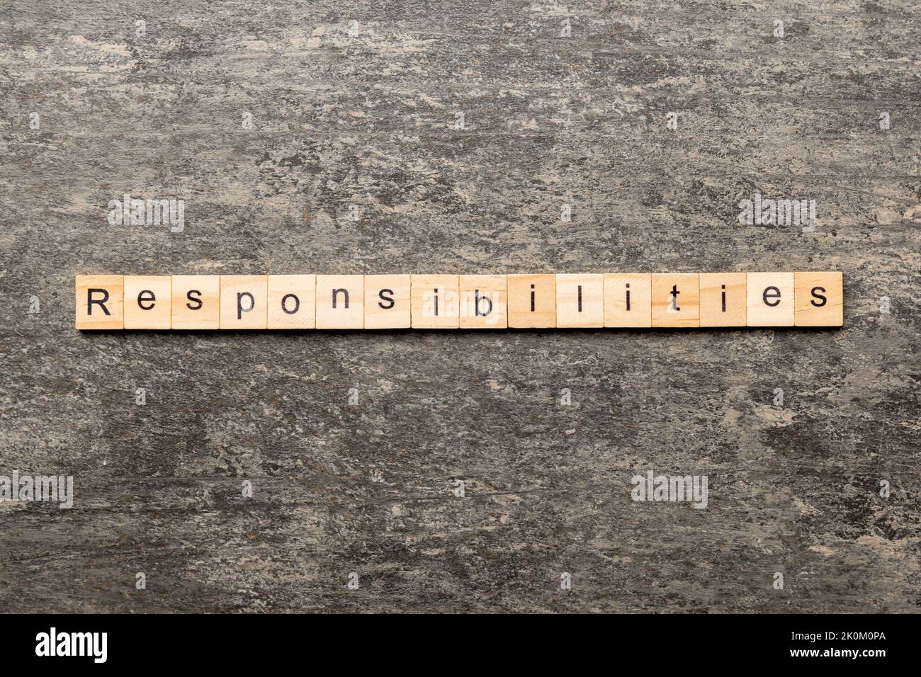 responsibility word written on wood block. responsibility text on table ...